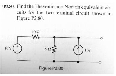 Solved *P2.80. Find the Thévenin and Norton equivalent cir- | Chegg.com
