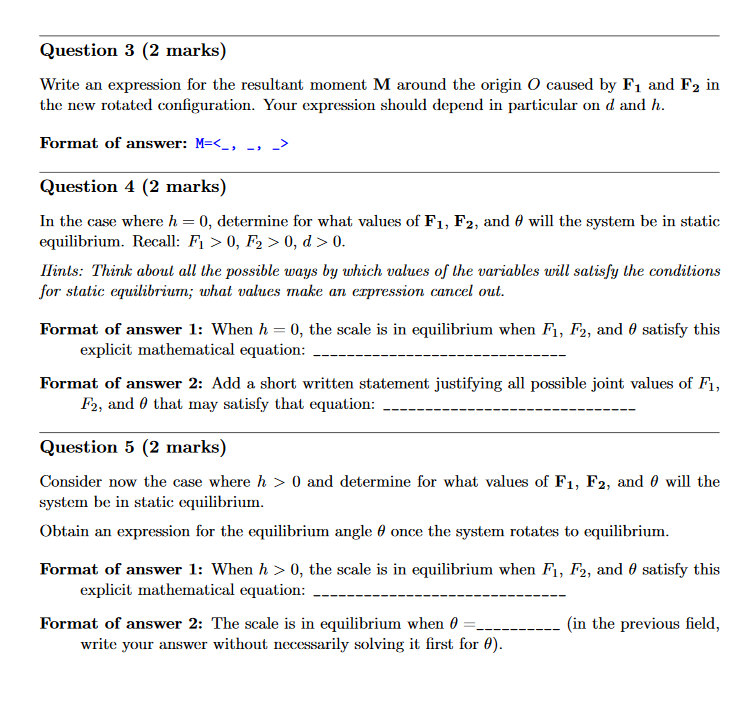 Solved Problem A Balancing scale (8 marks total) A T-shaped | Chegg.com