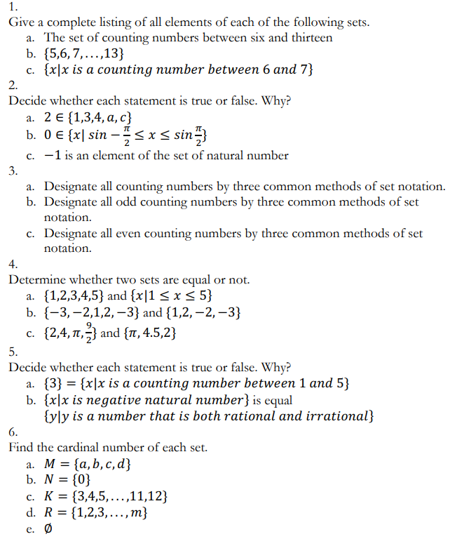 Solved 1. Give a complete listing of all elements of each of | Chegg.com