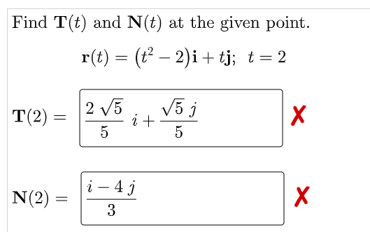 Solved Find T(t) and N(t) at the given point. r(t) = (t² − | Chegg.com