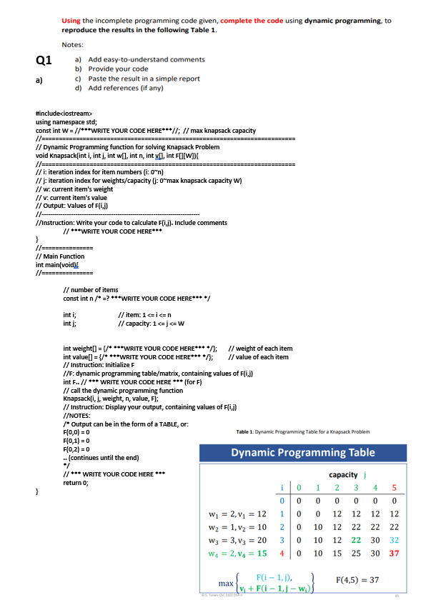 Solved Using the incomplete programming code given, complete | Chegg.com