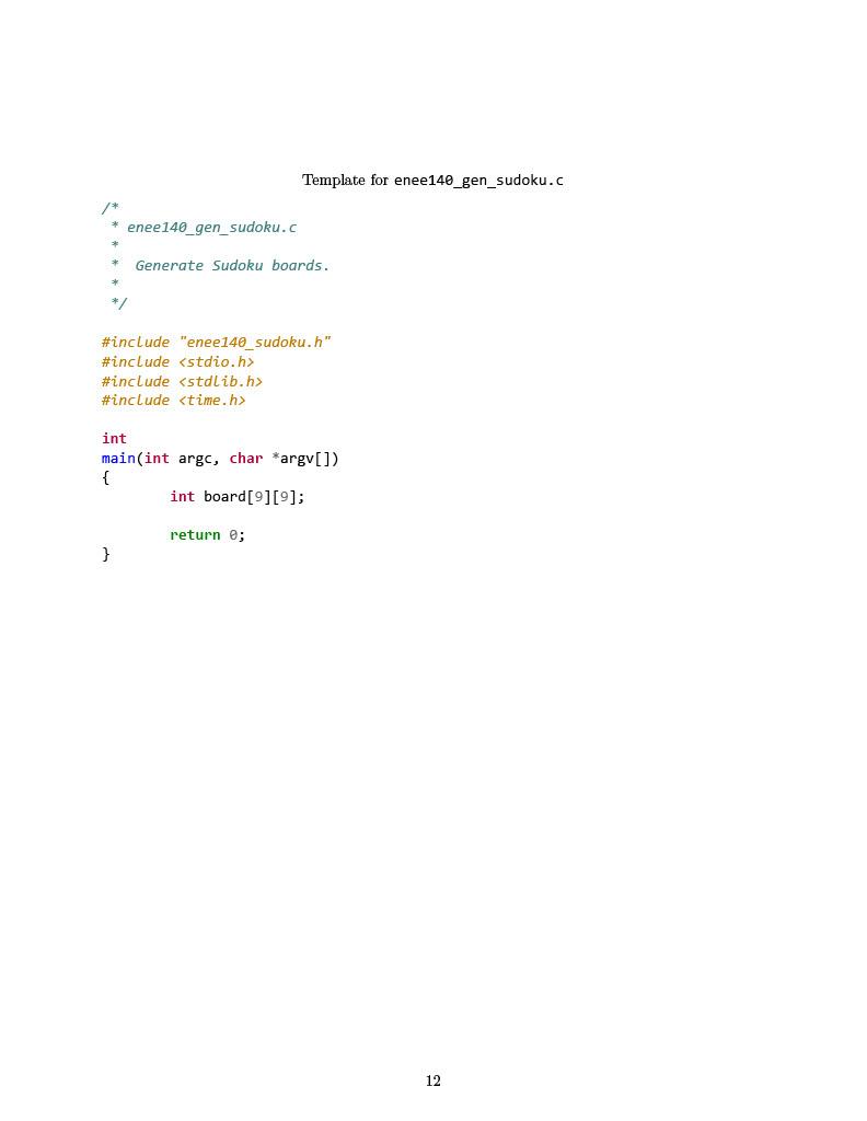 ENEE 140 Project 3: A Game of Sudoku Posted: Tuesday, | Chegg.com