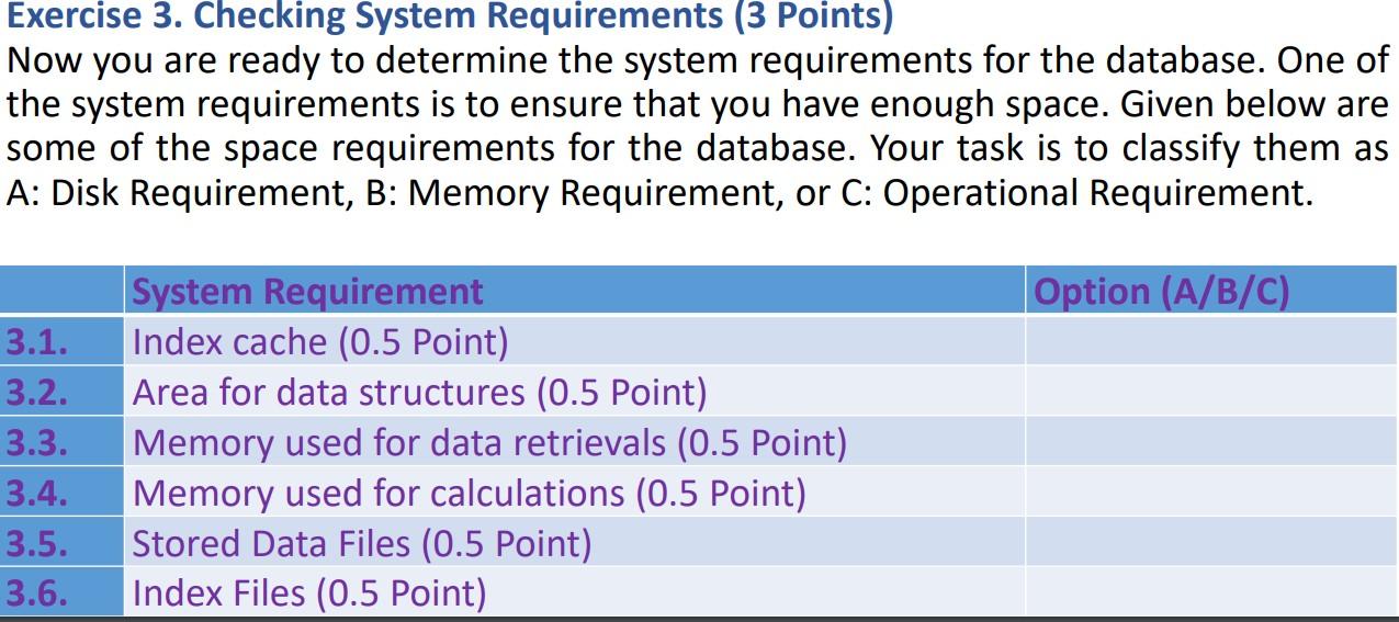 Solved Exercise 3. Checking System Requirements (3 Points) | Chegg.com