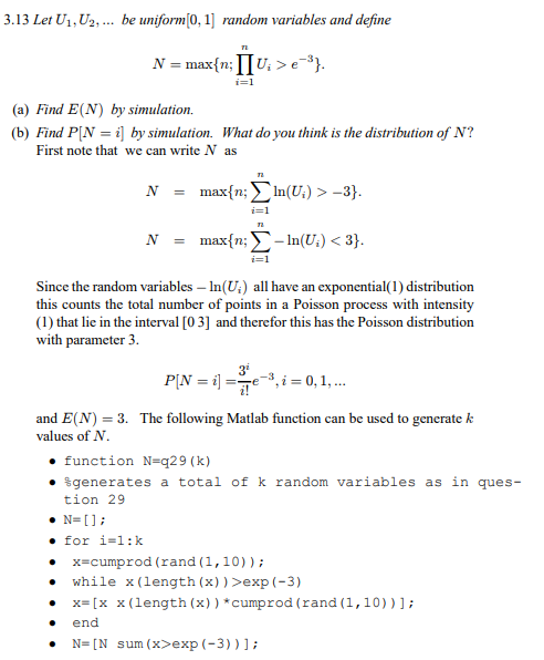 Solved Let Ui,i⩾1, be random numbers. Define N by | Chegg.com