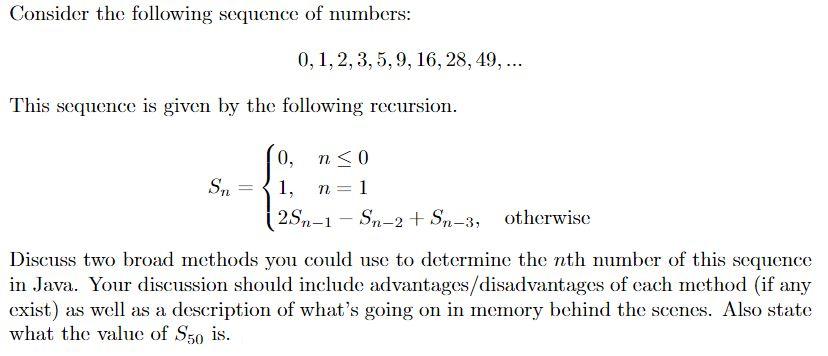 Solved Consider the following sequence of numbers: | Chegg.com