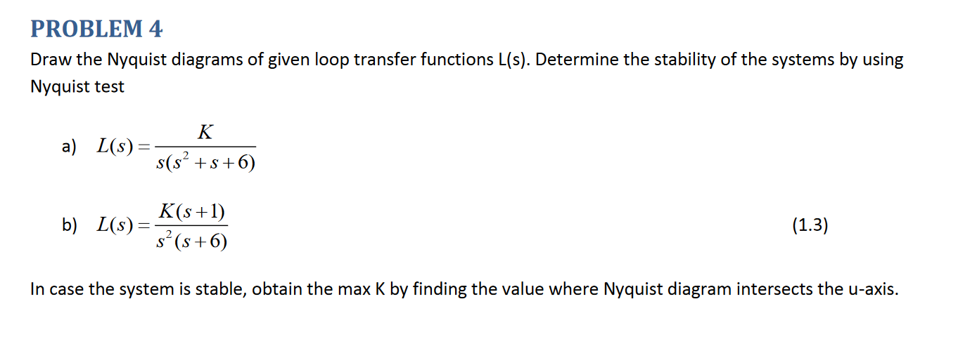 Solved PROBLEM 4 Draw the Nyquist diagrams of given loop | Chegg.com