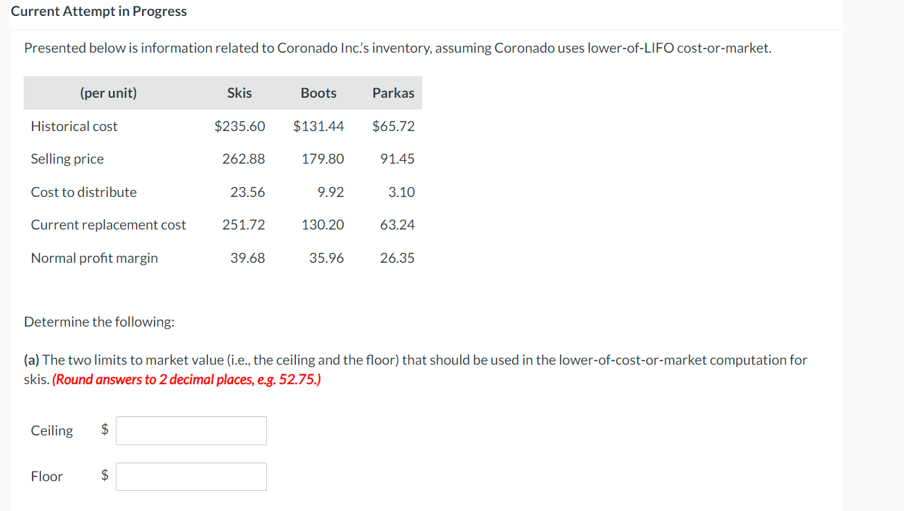 Solved Current Attempt in Progress Presented below is | Chegg.com