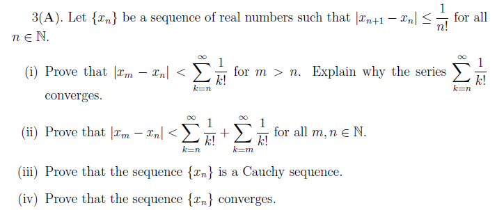 Solved 3{a 1 – neN. 3(A). Let {en} be a sequence of real | Chegg.com