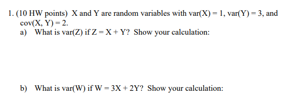 Solved 1. (10 HW points) X and Y are random variables with | Chegg.com
