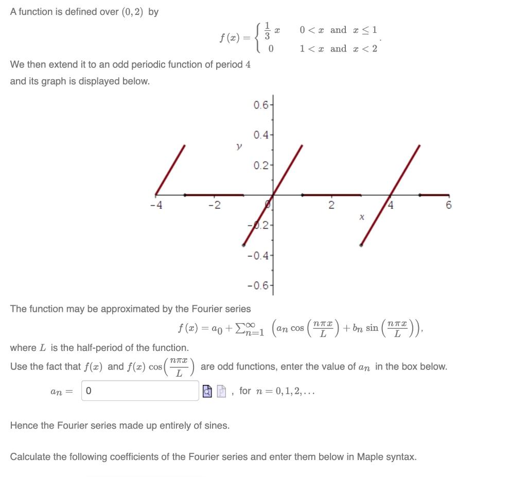 Solved A function is defined over (0,2) by f(x)={31x00 | Chegg.com