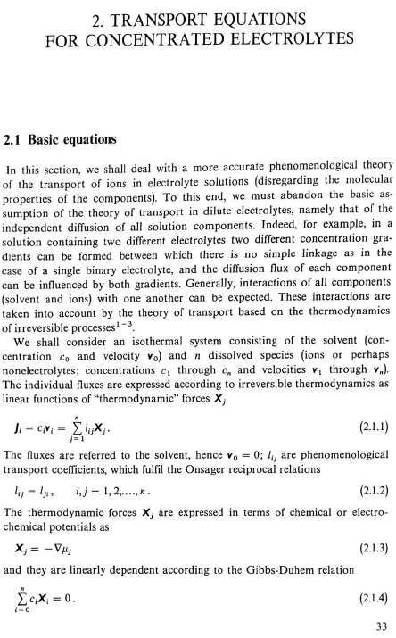 Solved 2. TRANSPORT EQUATIONS FOR CONCENTRATED ELECTROLYTES | Chegg.com