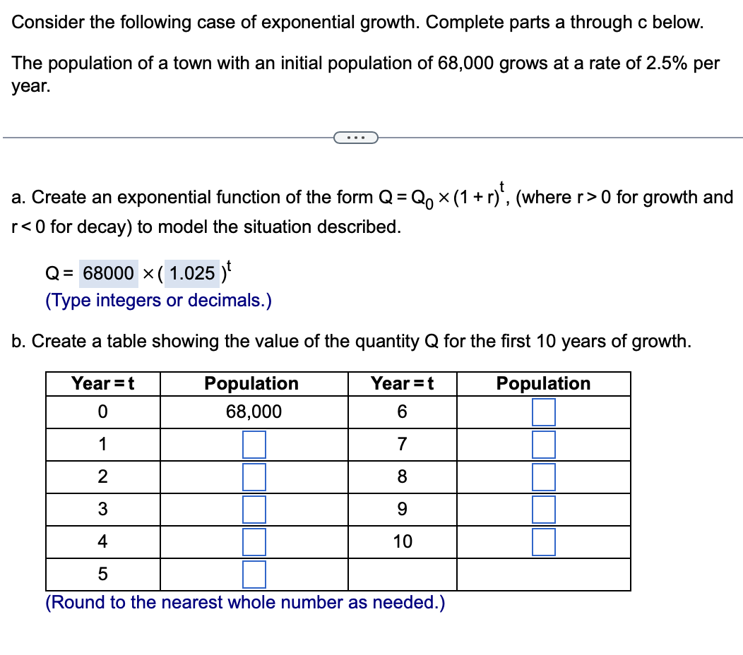 Solved Consider the following case of exponential growth. | Chegg.com