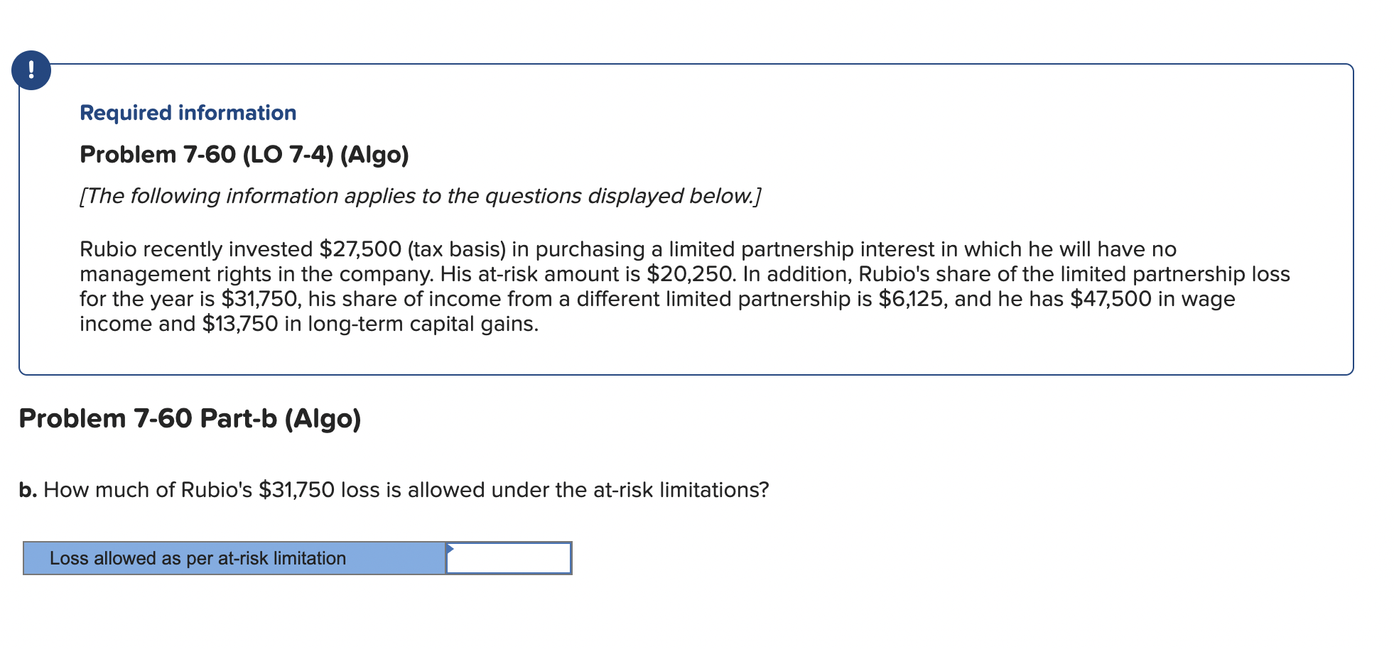 Solved Required information Problem 7-60 (LO 7-4) (Algo) | Chegg.com Solved Required information Problem 7-60 (LO 7-4) (Algo) | Chegg.com