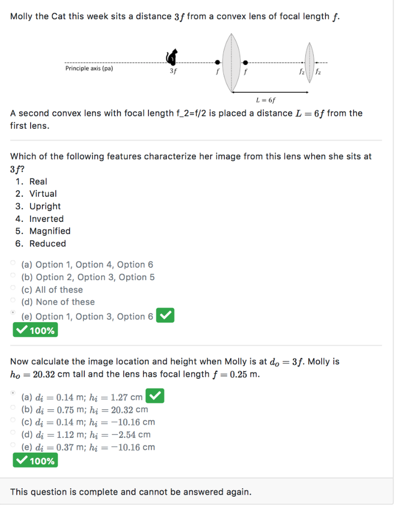 Solved Molly the Cat this week sits a distance 3f from a | Chegg.com