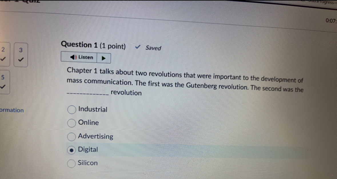 Solved Question 1 (1 ﻿point)Chapter 1 ﻿talks about two | Chegg.com