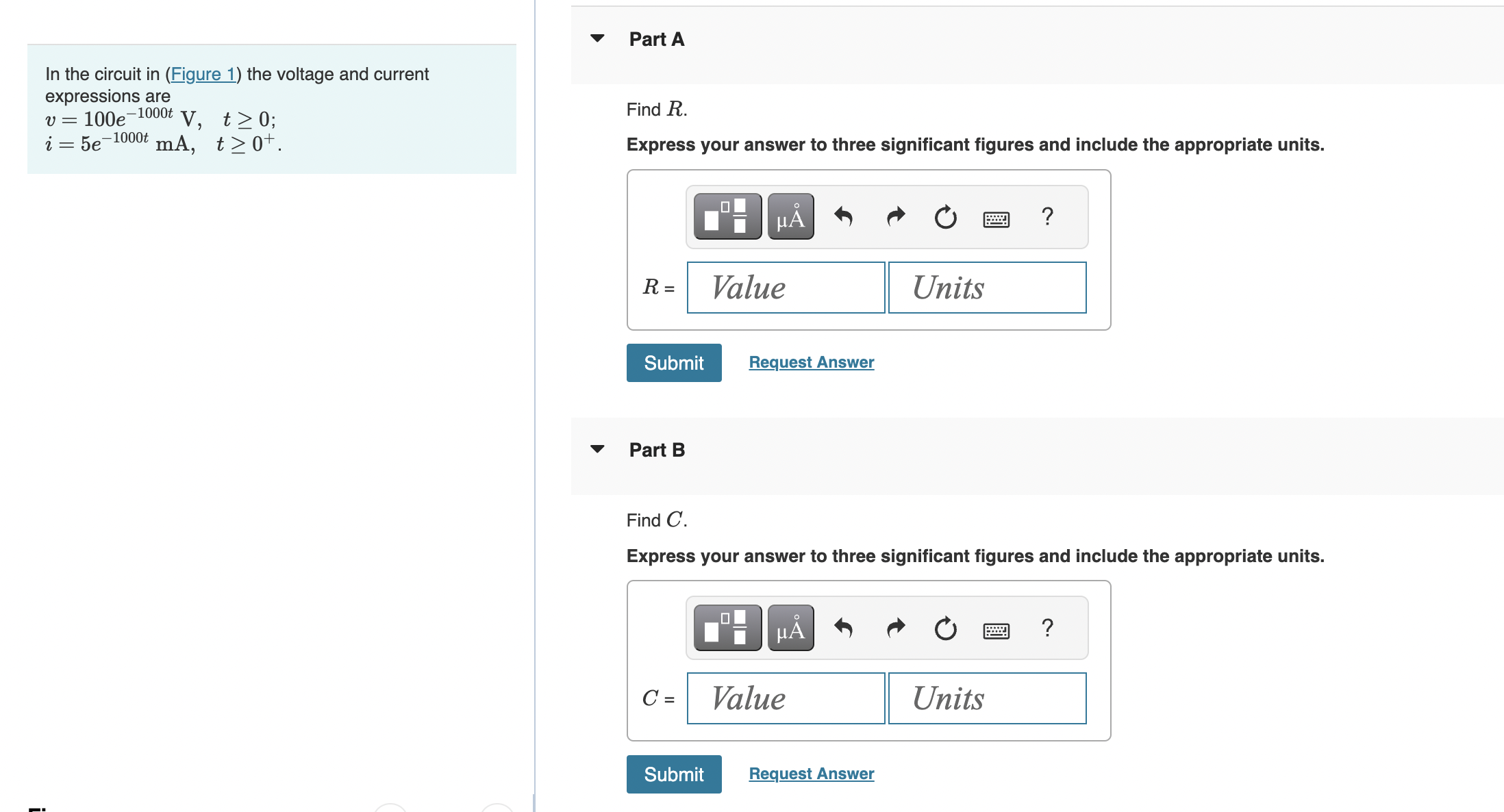 Solved In the circuit in (Figure 1) the voltage and current | Chegg.com