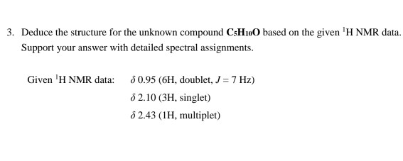 Solved 3. Deduce the structure for the unknown compound | Chegg.com