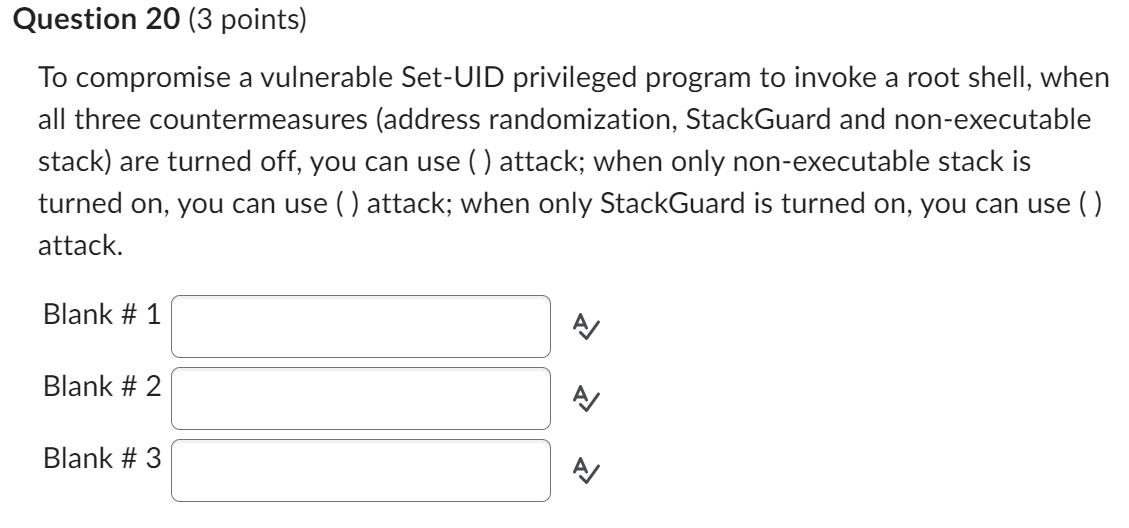 Solved To compromise a vulnerable Set-UID privileged program | Chegg.com