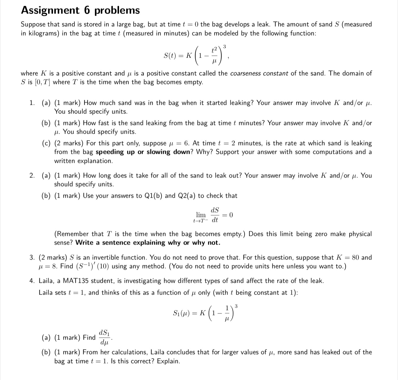 Solved Assignment 6 problems Suppose that sand is stored in | Chegg.com