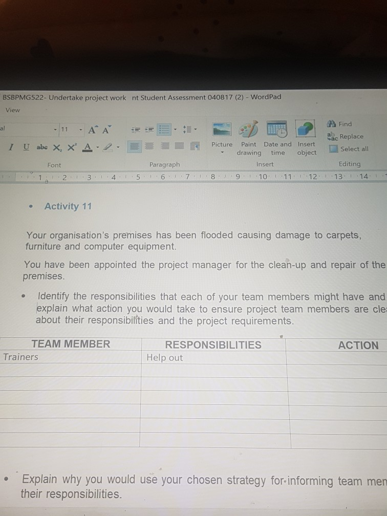 Solved BSBPMG522- Undertake project work nt Student | Chegg.com