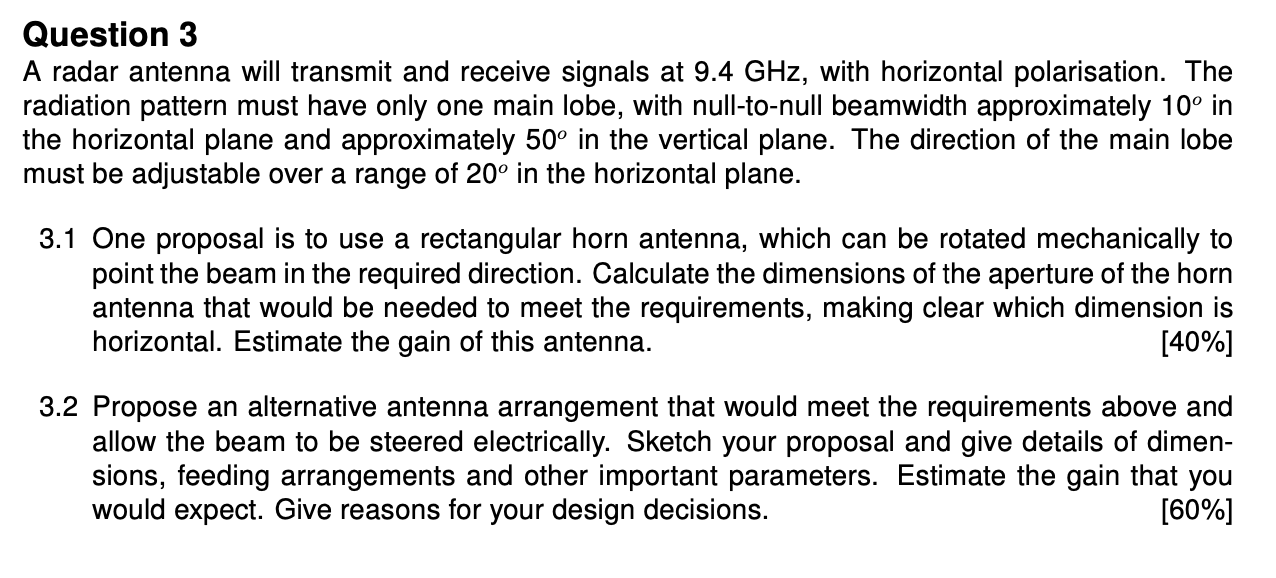 Solved Question 3A radar antenna will transmit and receive | Chegg.com