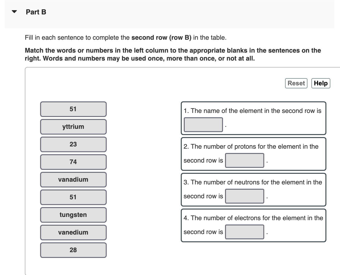 Solved Fill in each sentence to complete the first row (row | Chegg.com