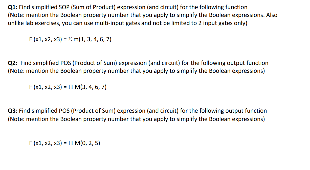 Solved Q1: Find simplified SOP (Sum of Product) expression | Chegg.com