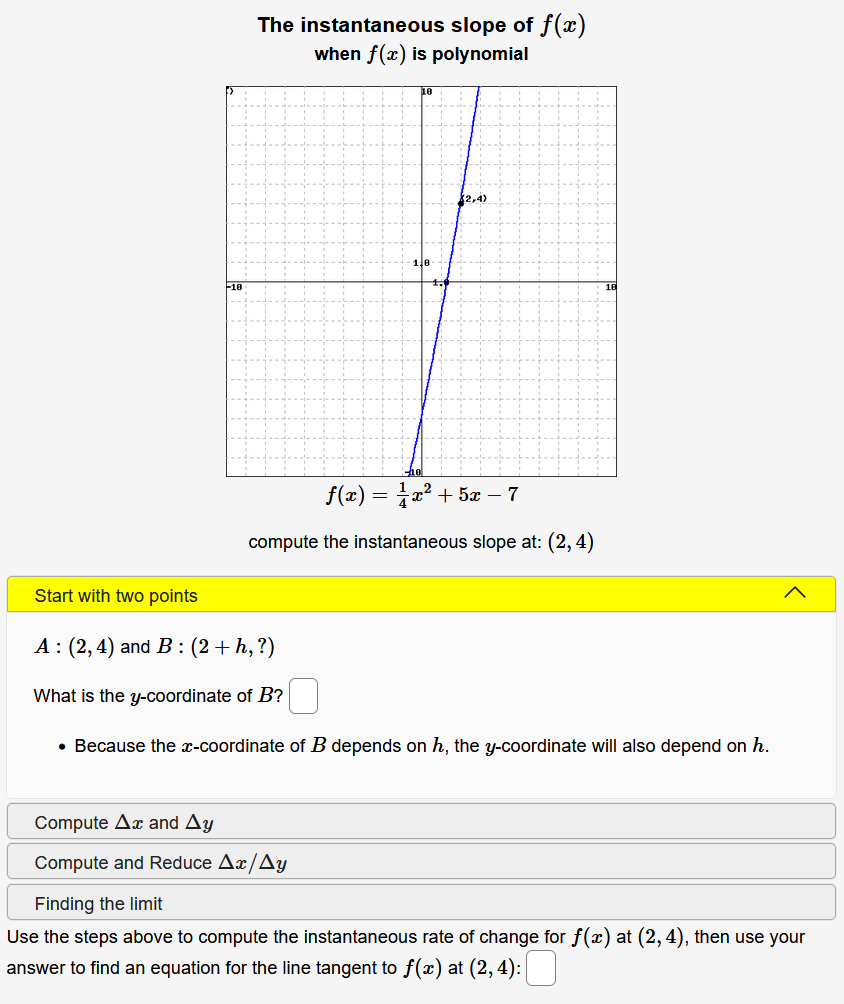 Solved The instantaneous slope of f(x) when f(x) is | Chegg.com