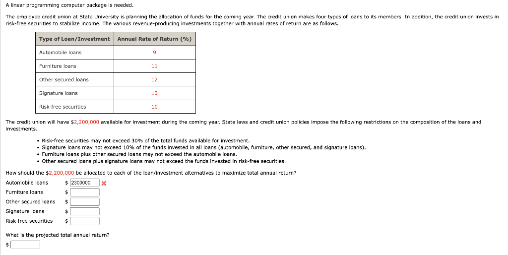 Solved 1 A Linear Programming Computer Package Is Needed 