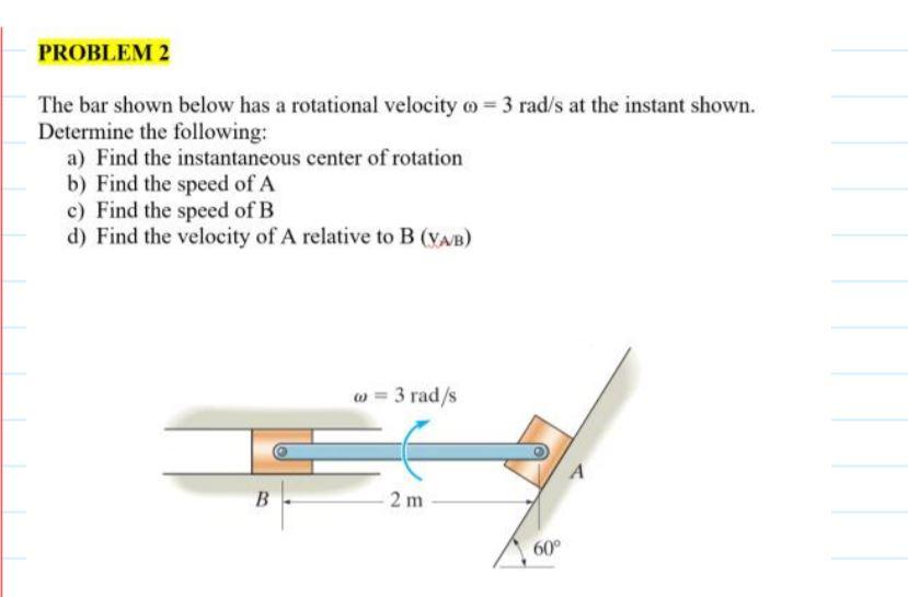 Solved PROBLEM 2 The bar shown below has a rotational | Chegg.com