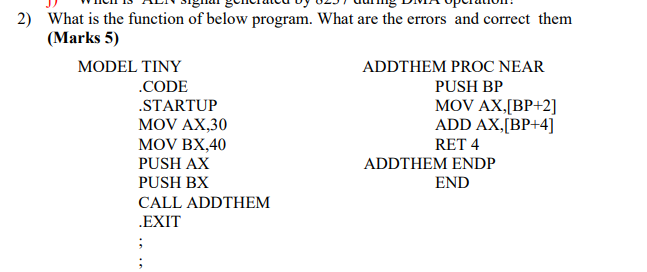 Solved 2) What is the function of below program. What are | Chegg.com