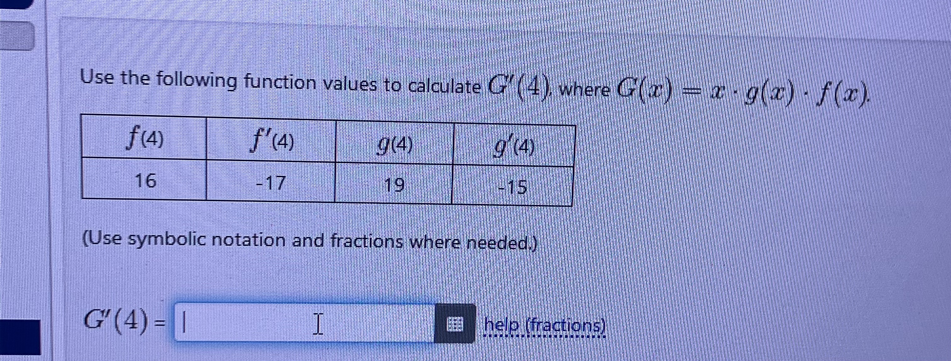 Solved Use Symbolic Notation And Fractions Where Needed