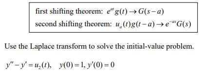 Solved first shifting theorem: eg(t) →G(s-a) second shifting | Chegg.com