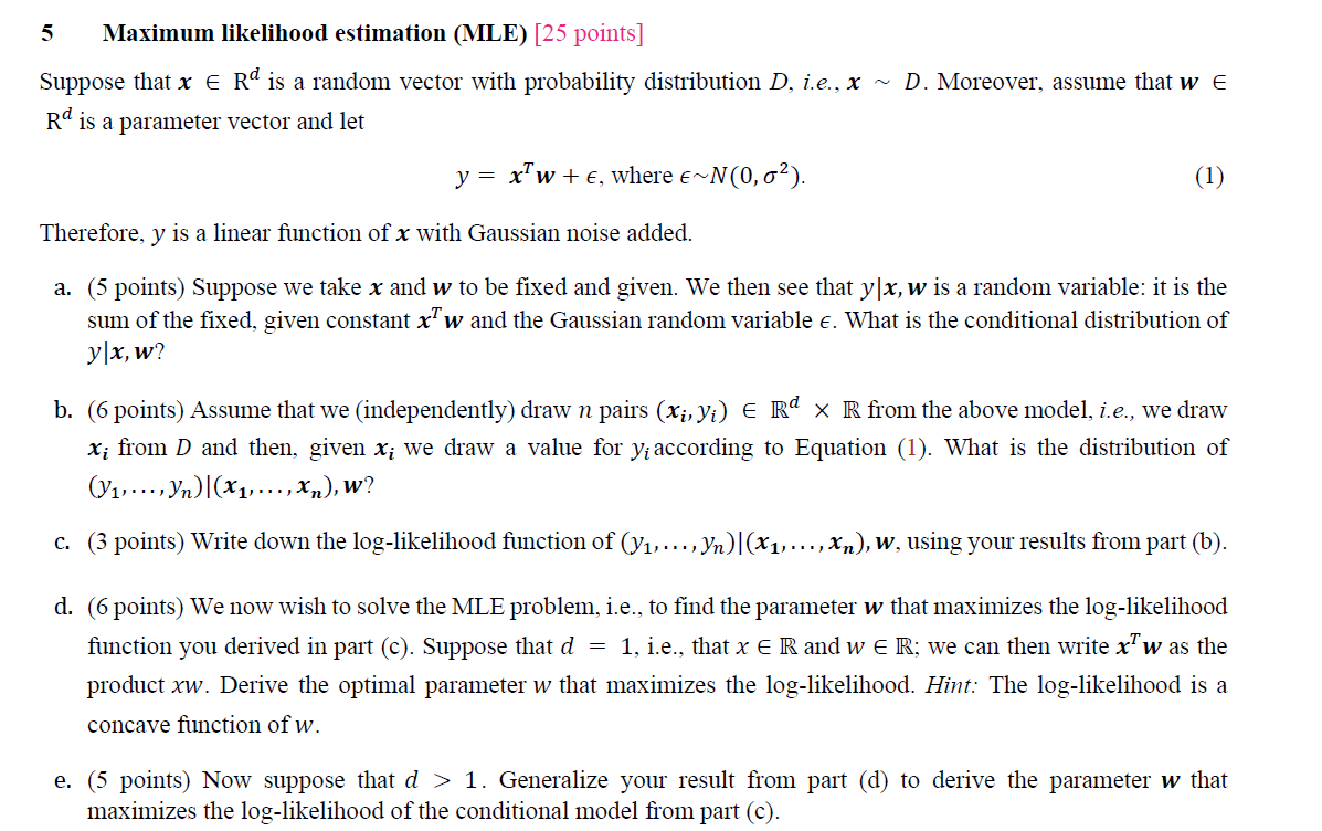 Solved Maximum likelihood estimation (MLE) [25 | Chegg.com