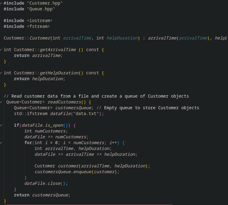 Solved \#include "Customer.hpp" \#include "Queue. hpp" | Chegg.com