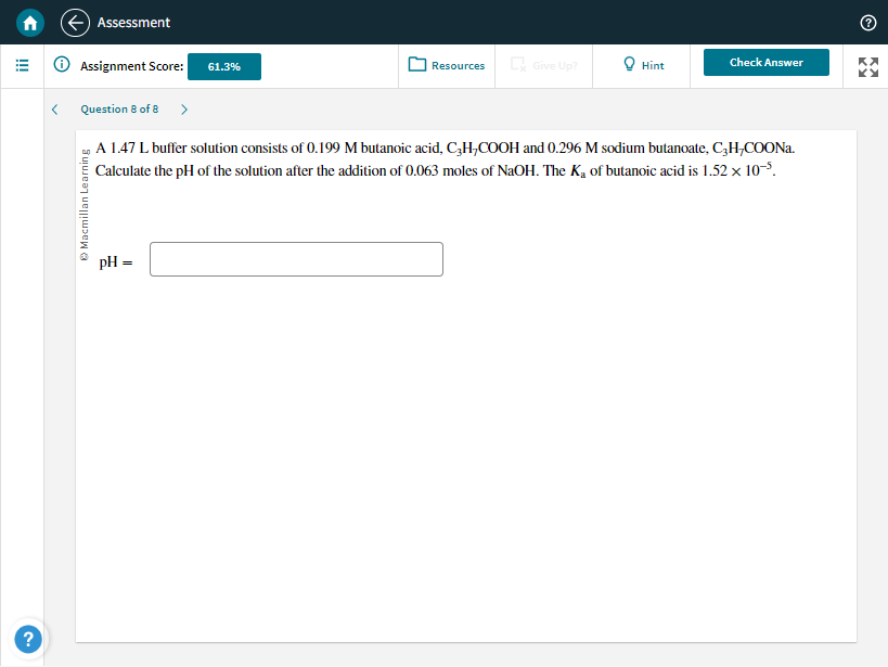 Solved A 1.47 L buffer solution consists of 0.199M butanoic | Chegg.com