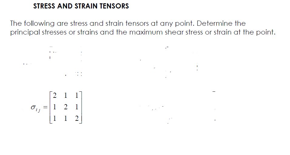 Solved STRESS AND STRAIN TENSORS The following are stress | Chegg.com