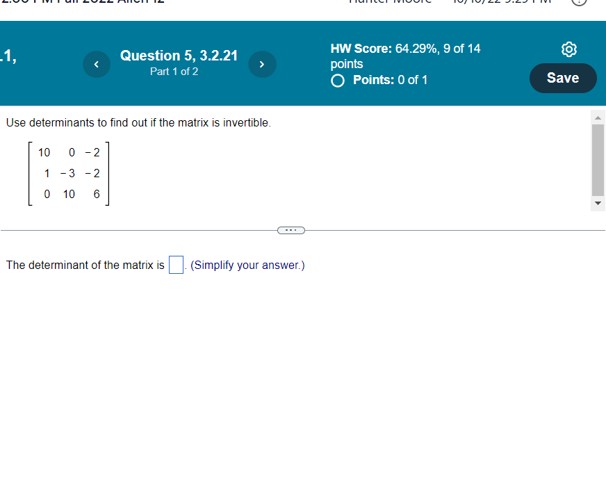 Solved Use determinants to find out if the matrix is | Chegg.com