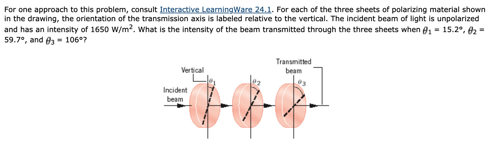 Solved For each of the three sheets of polarizing material | Chegg.com