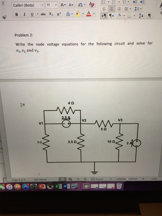 Solved Problem 2 write the node voltage equations for the | Chegg.com