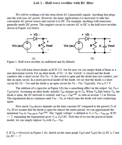 Solved Please help with quesiton 2.Lab 1 - ﻿Half-wave | Chegg.com