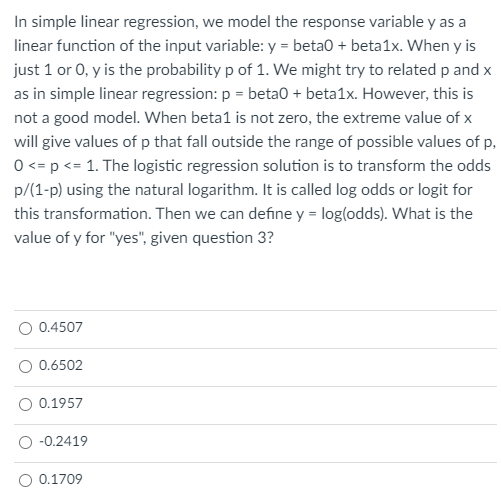Solved In simple linear regression, we model the response | Chegg.com
