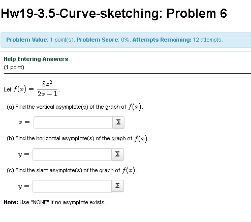 Solved Hw19-3.5-Curve-sketching: Problem 6 Problem Value: 1 | Chegg.com