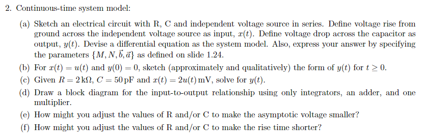 2. Continuous-time system model: (a) Sketch an | Chegg.com