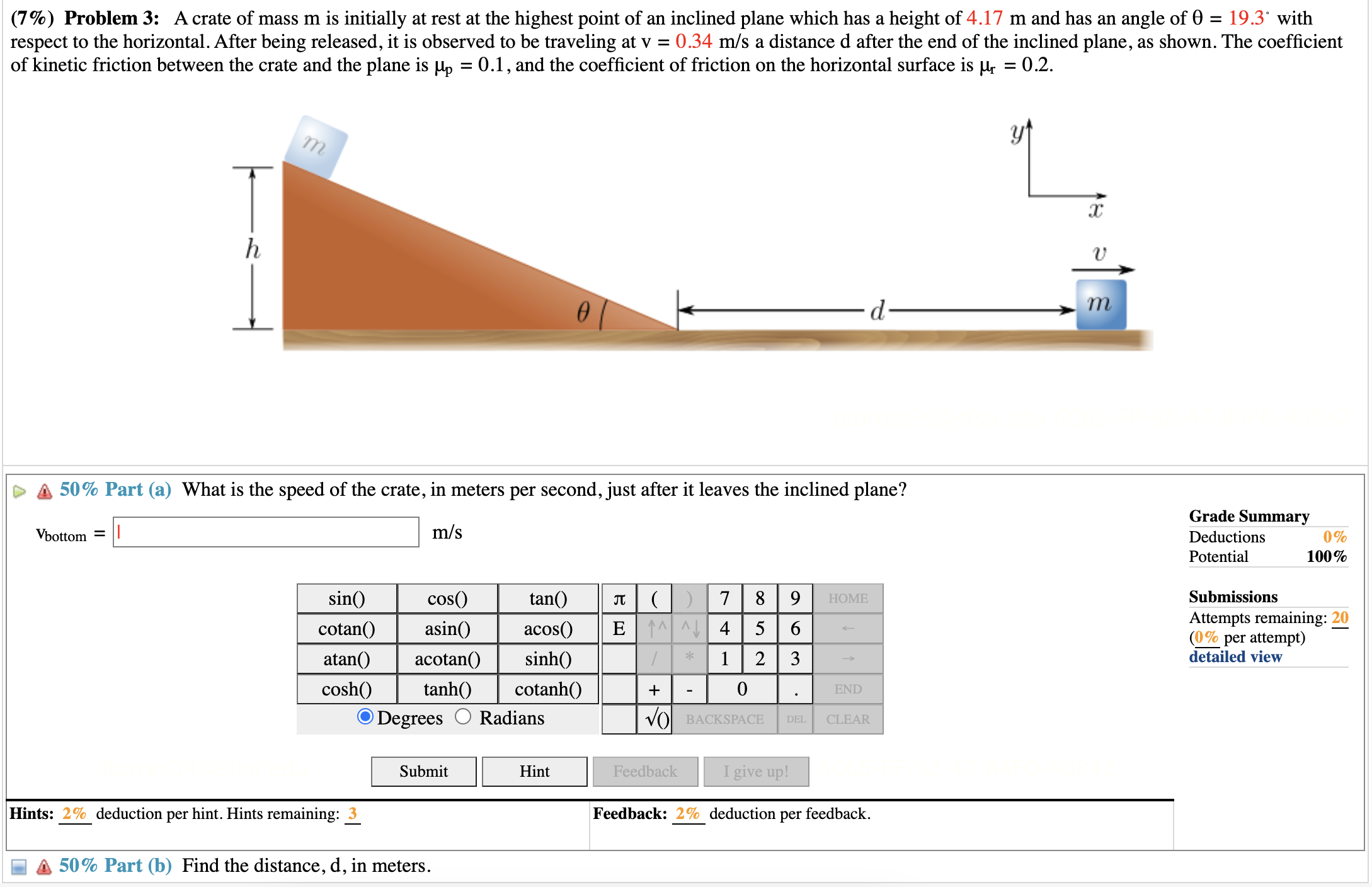 Solved 3A)what is the speed of the crate, in meters per | Chegg.com