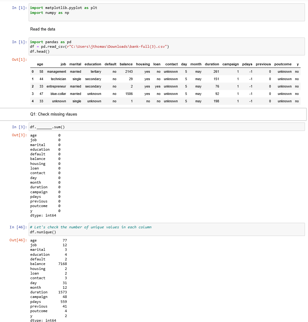 Solved Q1: Check missing vlauesQ2: Explain the catagories of | Chegg.com