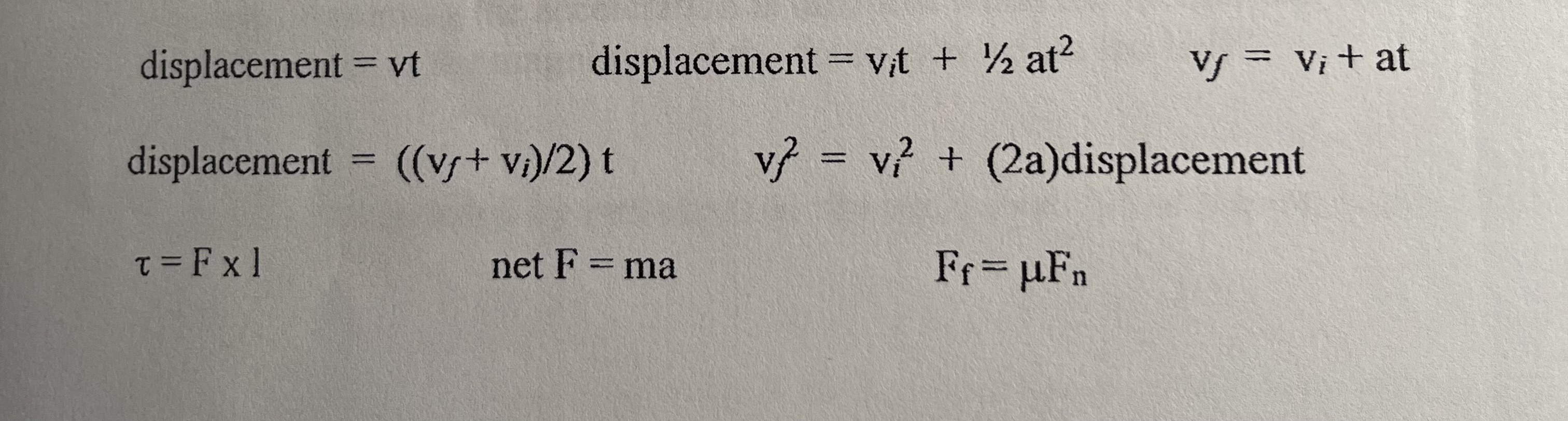 Solved displacement =vt ﻿displacement | Chegg.com