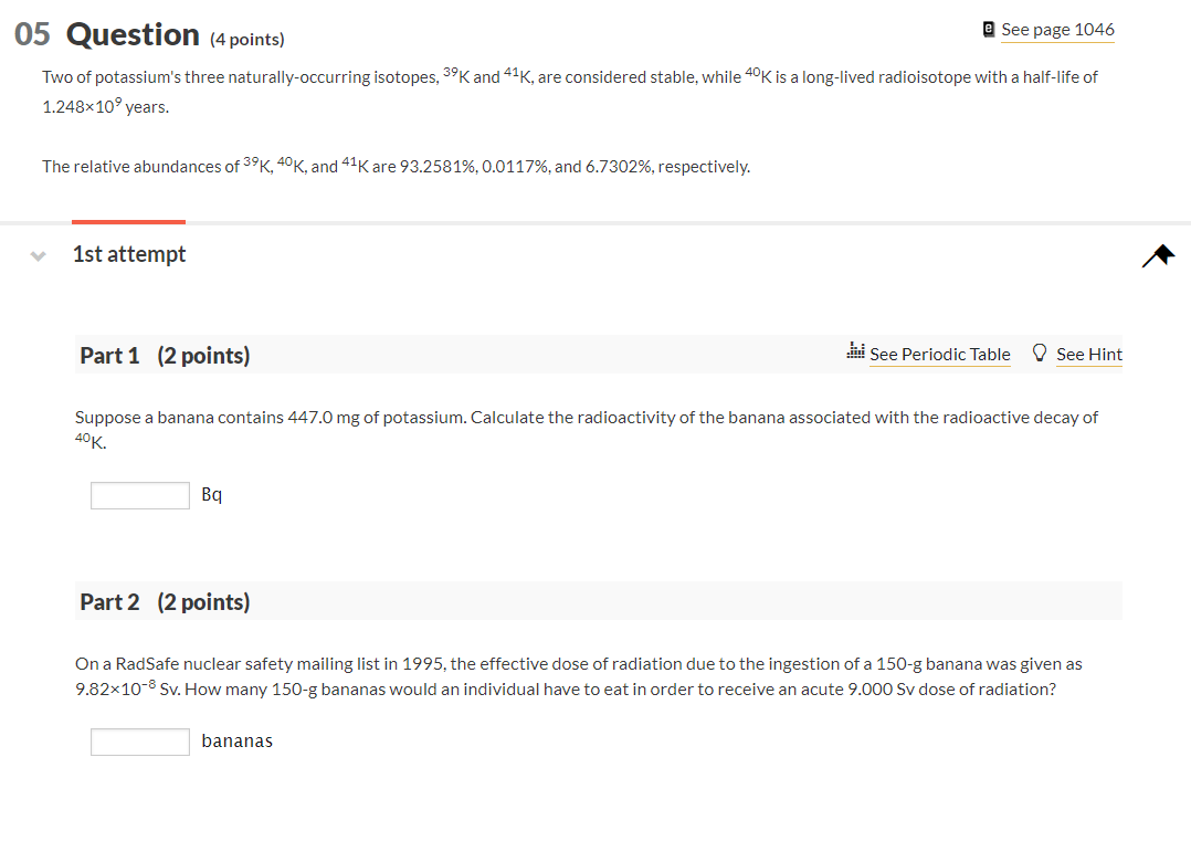 Solved Two of potassium's three naturally-occurring | Chegg.com