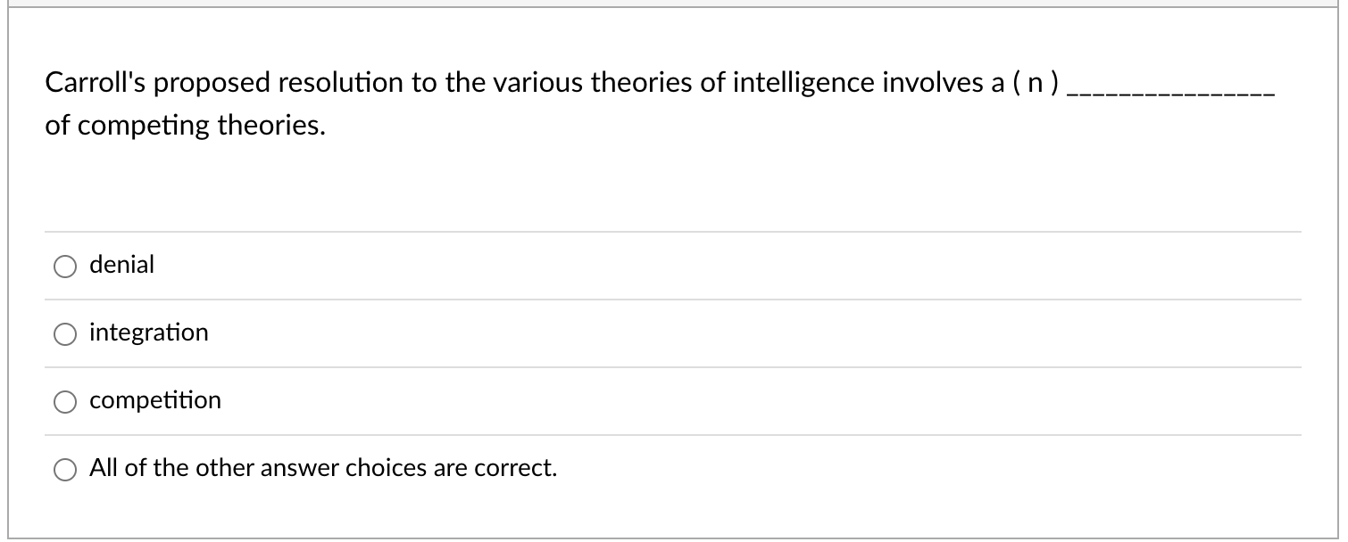 Solved Carroll's proposed resolution to the various theories | Chegg.com
