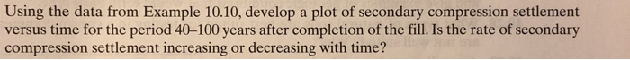 Solved Using the data from Example 10.10, develop a plot of | Chegg.com